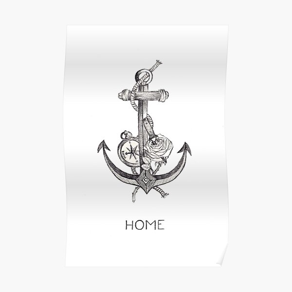 "Home II (Anchor, Dagger, Rose, Compass Larry Tattoos)" Poster for Sale ...