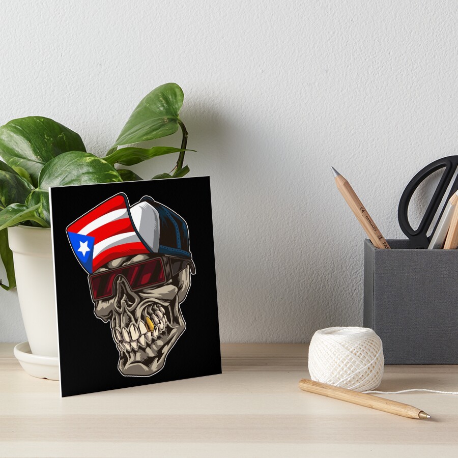 "Cool Puerto Rico Skull With Cap and Boricua Flag" Art Board Print for ...
