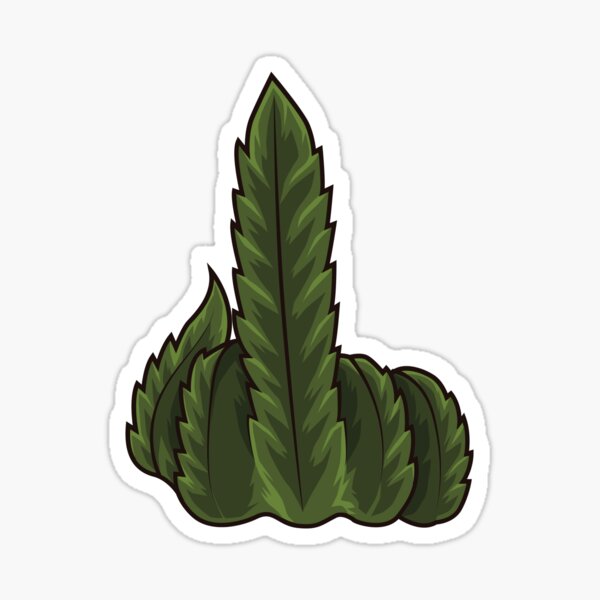 "Weed Middle Finger - Cannabis Marijuana THC CBD" Sticker for Sale by ...