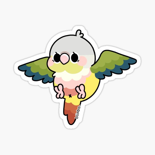 "Flying Conure - Pineapple Green Cheek" Sticker by blirbos | Redbubble