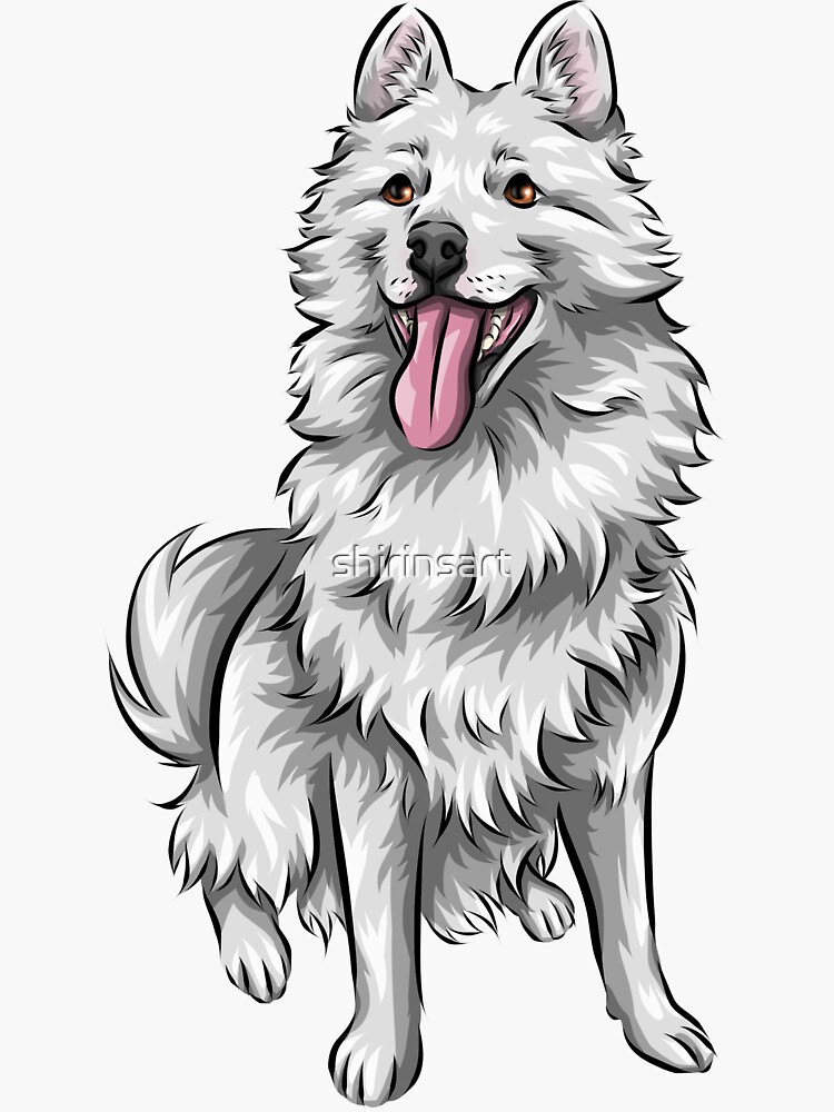 "White Pomsky | Cute Dog Art" Sticker by shirinsart | Redbubble