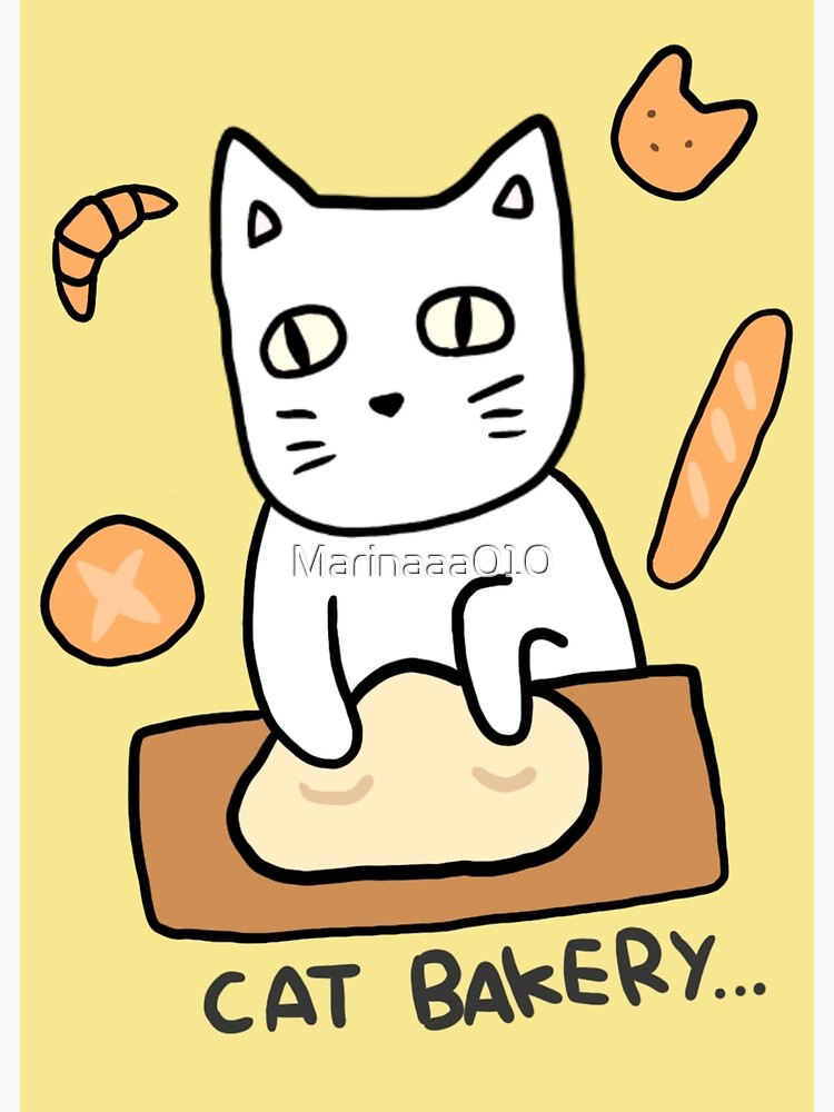"White Cat Bakery Neko Cute Kawaii Funny Meme Cooking Bread" Poster for ...