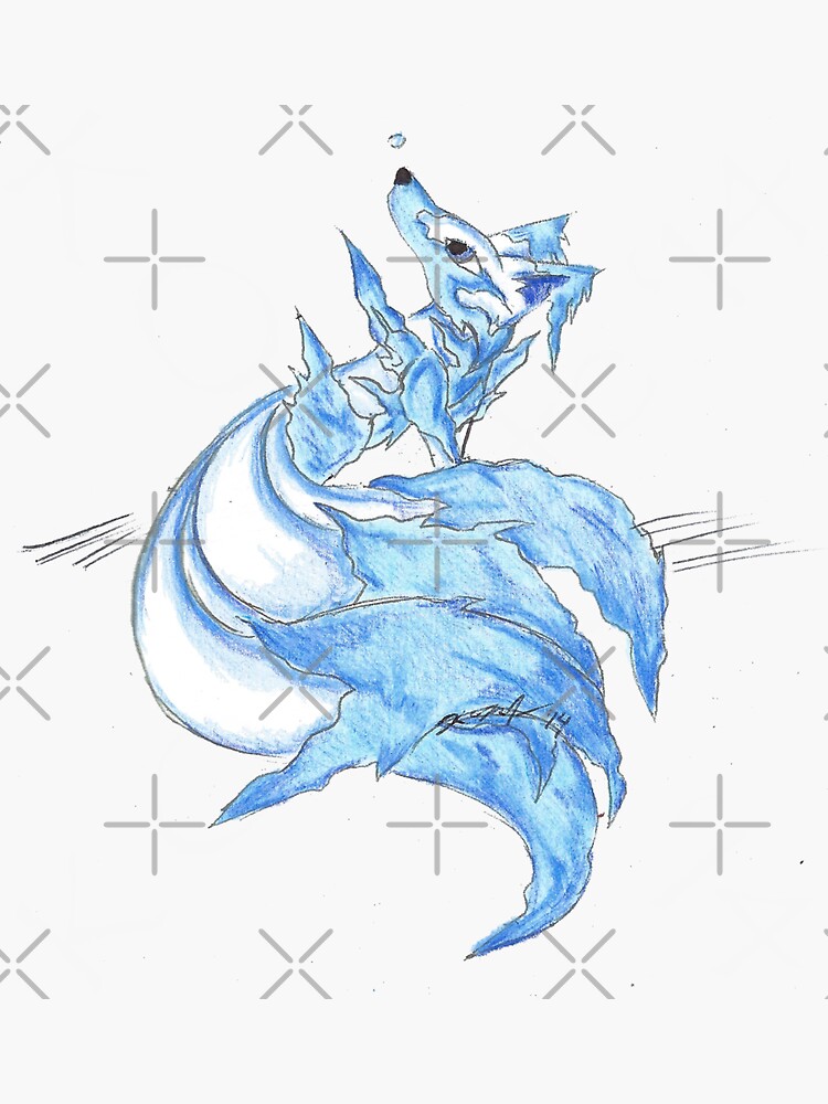 "Ice Kitsune" Sticker for Sale by KOKeefeArt | Redbubble