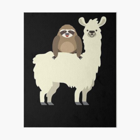 "Cute & Funny Sloth Riding Llama" Art Board Print by SalambekAkhta ...