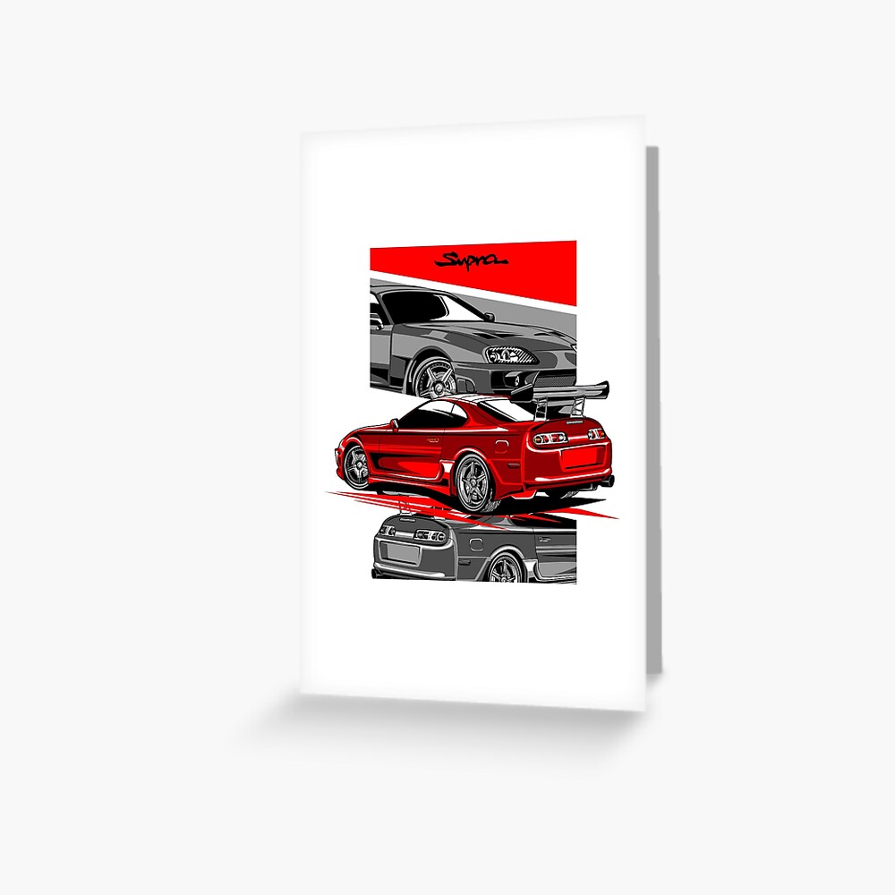 "Red Toyota Supra" Greeting Card by igenidz | Redbubble