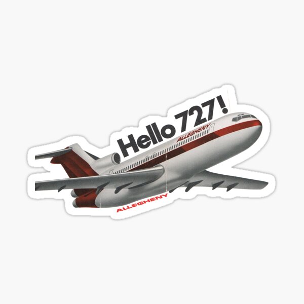 "Hello 727! - Boeing 727 design" Sticker by PlaneDesignUK | Redbubble