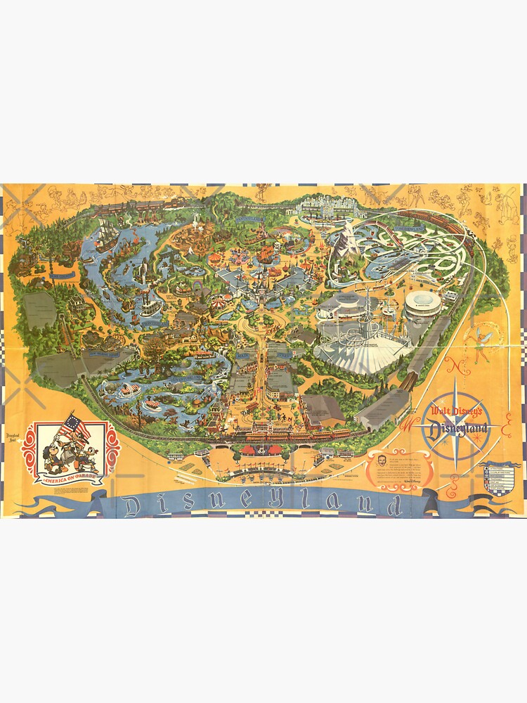"Theme Park Vintage Map" Sticker for Sale by Rainbows Galore | Redbubble