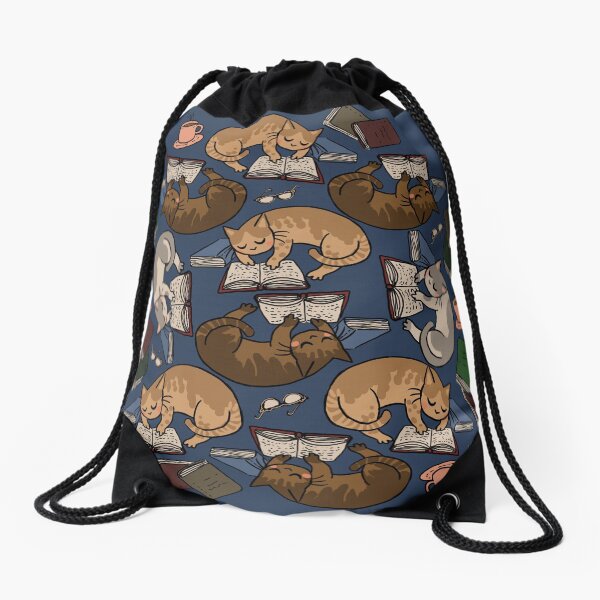 "Book Cats" Drawstring Bag for Sale by dcrownfield | Redbubble