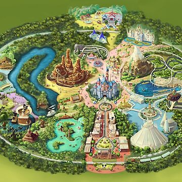 "Theme Park Colorful Map" Sticker for Sale by Rainbows Galore | Redbubble