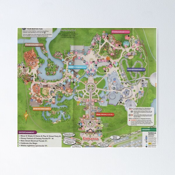 "Magic Kingdom Map" Poster for Sale by Rainbow Rules | Redbubble