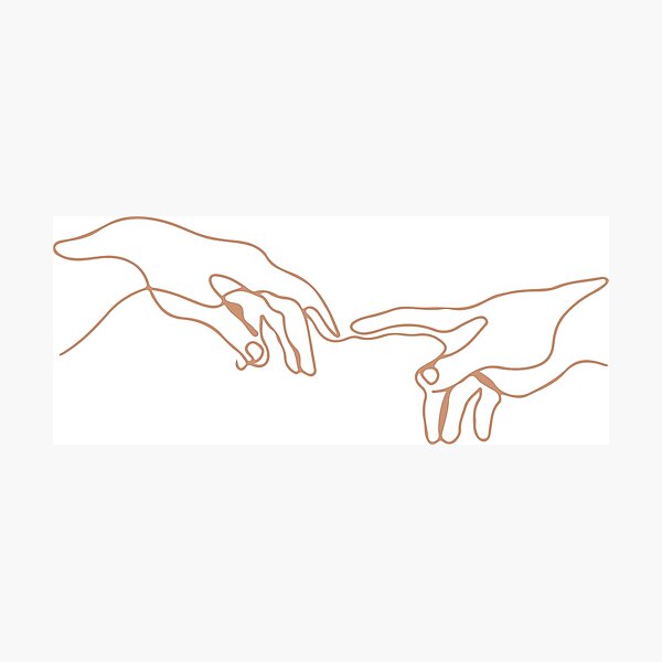 "Michelangelo Creation of Adam Fingers Line Art" Photographic Print by ...
