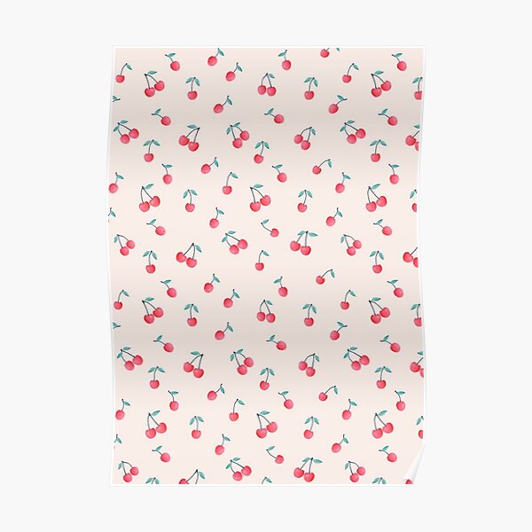 "cute pink cherry print " Poster by aesthetic--art | Redbubble