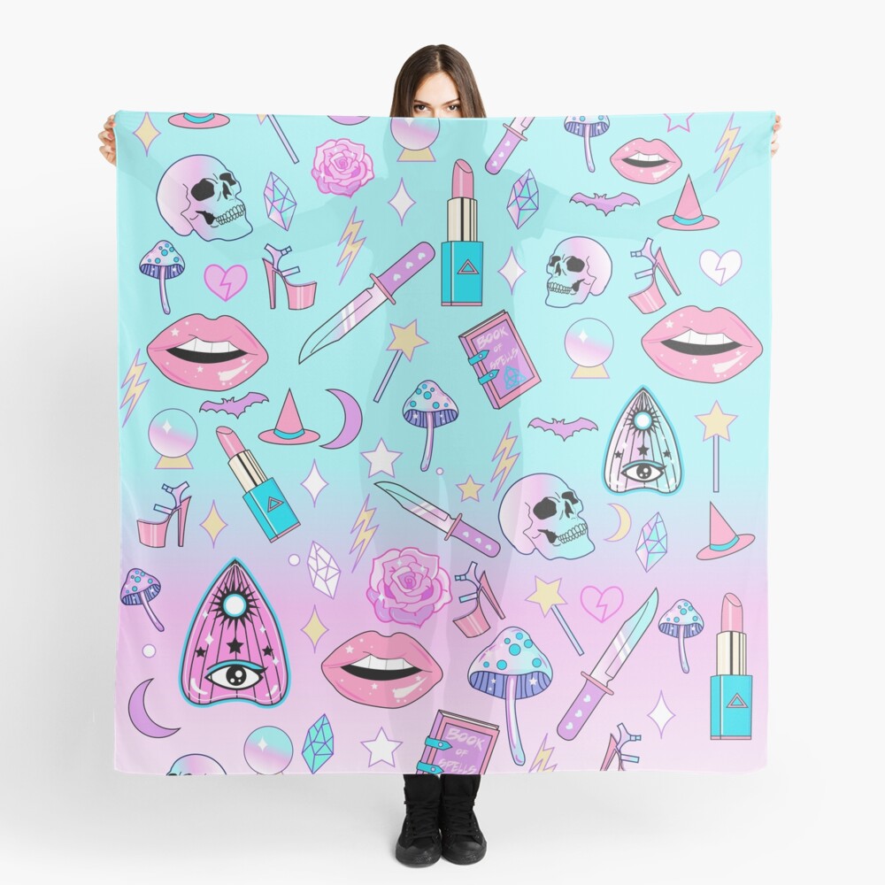 "Girly Pastel Witch Goth Pattern" Scarf for Sale by lunaelizabeth ...