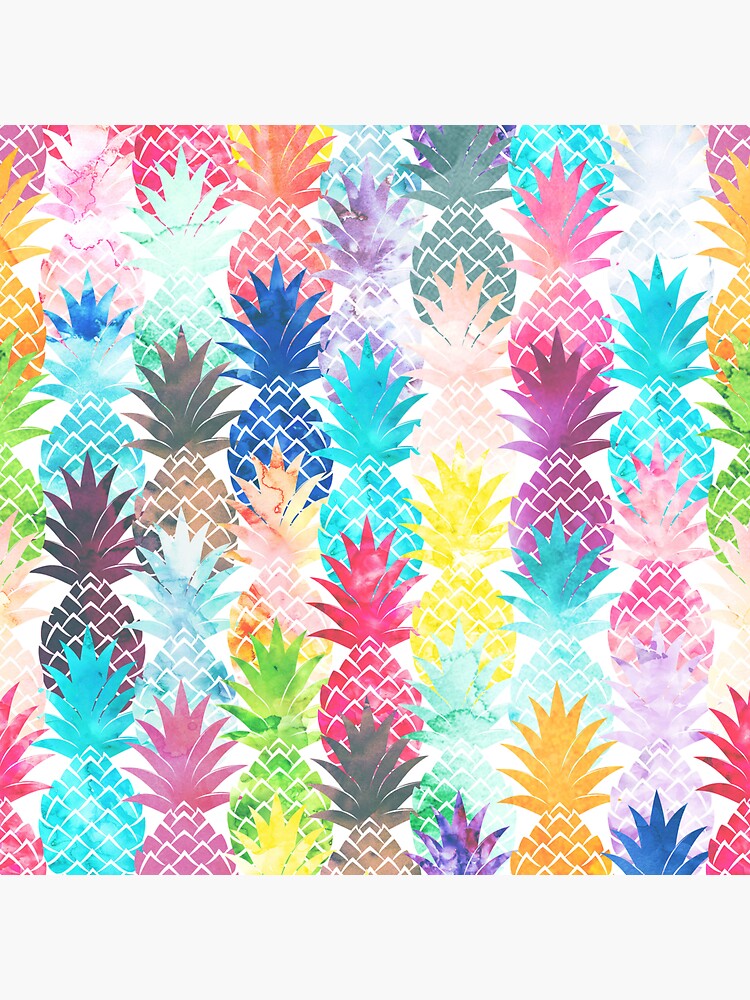 "Hawaiian Pineapple Pattern Tropical Watercolor" Sticker for Sale by ...