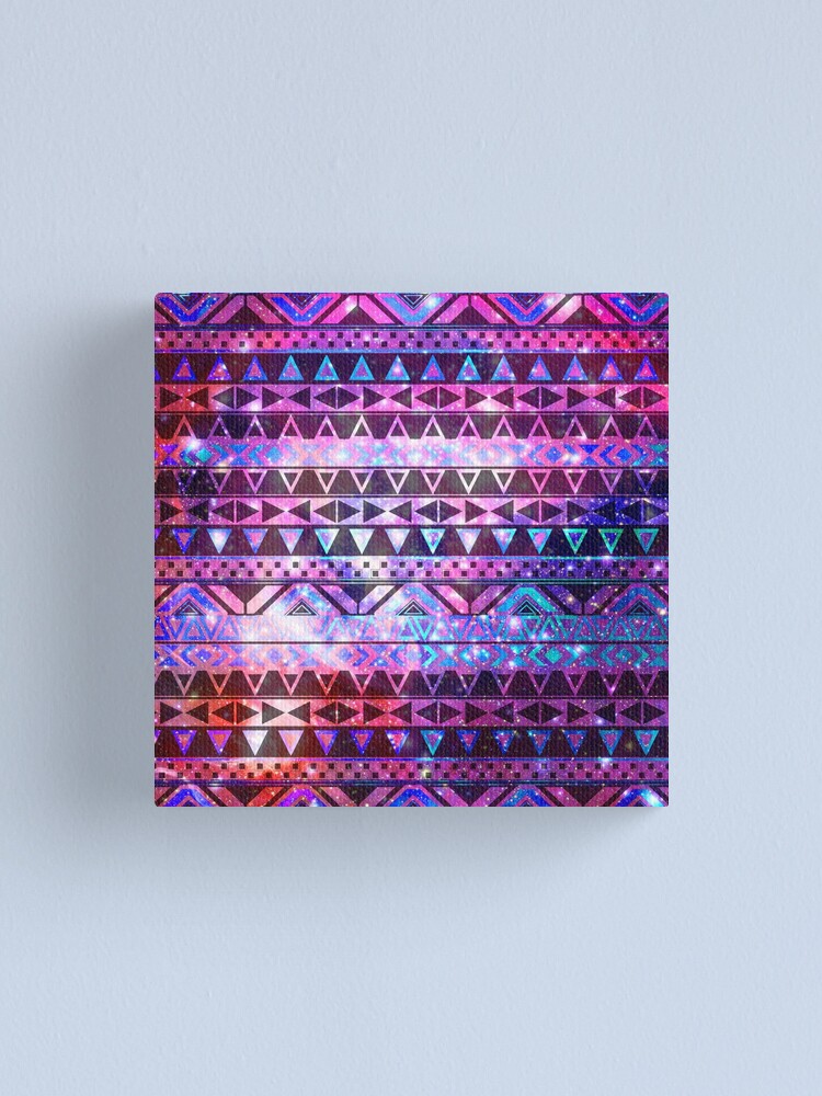 "Girly Andes Aztec Pattern Pink Teal Nebula Galaxy" Canvas Print by ...
