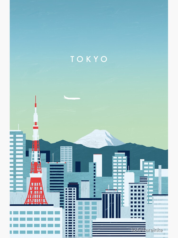 "Tokyo Travel Poster" Sticker for Sale by katinkareinke | Redbubble