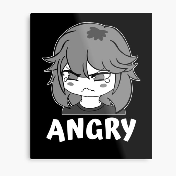 "Funny Anime Manga Angry Pout Face Little Girl Cute Meme" Metal Print ...