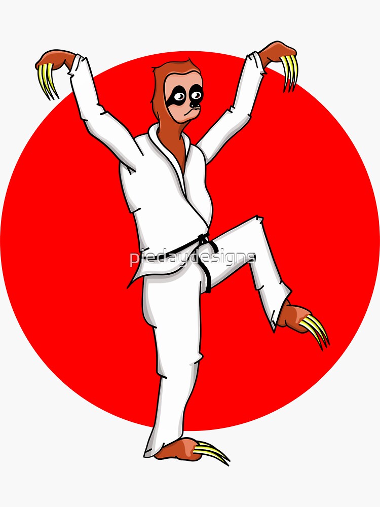 "Karate Sloth" Sticker for Sale by piedaydesigns | Redbubble