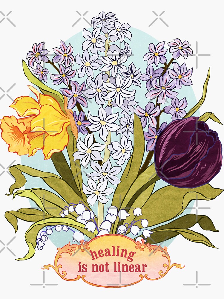 "Healing Is Not Linear" Sticker for Sale by fabfeminist | Redbubble