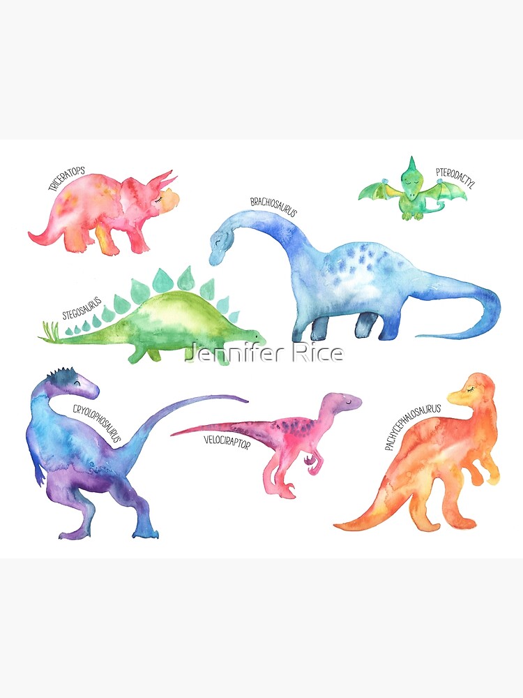 "Watercolor Dinosaurs Labeled " Poster by BlueDoorStudio | Redbubble
