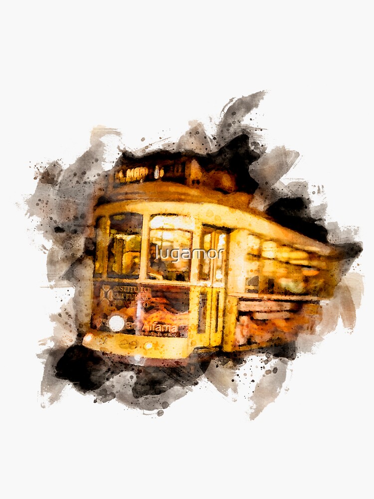 "Lisbon Tram 549 Watercolor" Sticker for Sale by lugamor | Redbubble