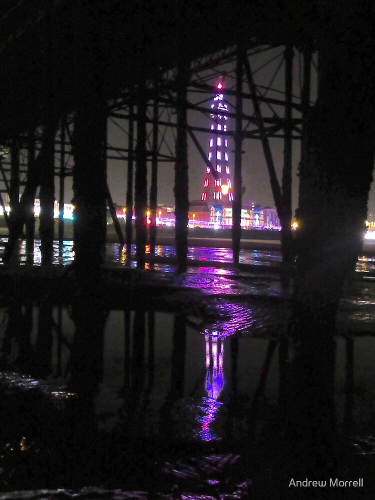"Reflection In Water of Blackpool Tower At Night " Poster by A-Morrell ...