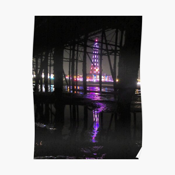 "Reflection In Water of Blackpool Tower At Night " Poster by A-Morrell ...