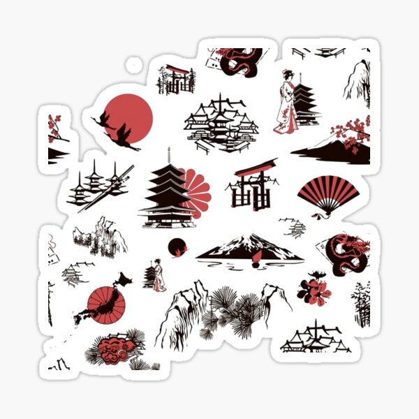 "Japan and japanese symbol" Sticker for Sale by MonroeDesign | Redbubble