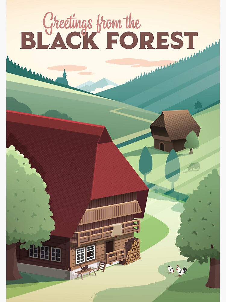 "Black Forest poster" Sticker by Skogtype | Redbubble