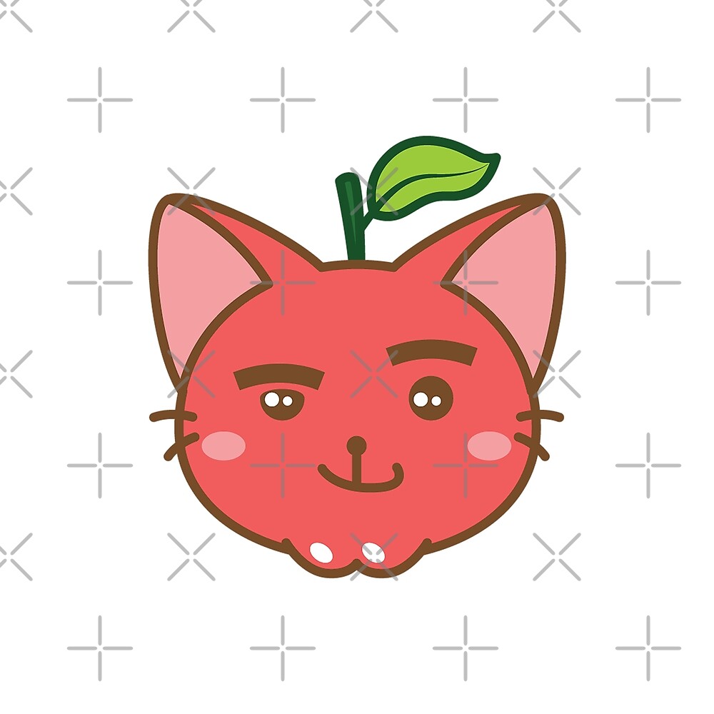 "KAWAII APPLE CAT" by RichPaulo | Redbubble