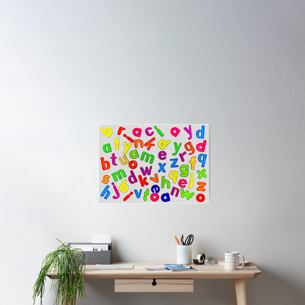 "Jumbled Multi Coloured Letters Glow" Poster by Russell102 | Redbubble