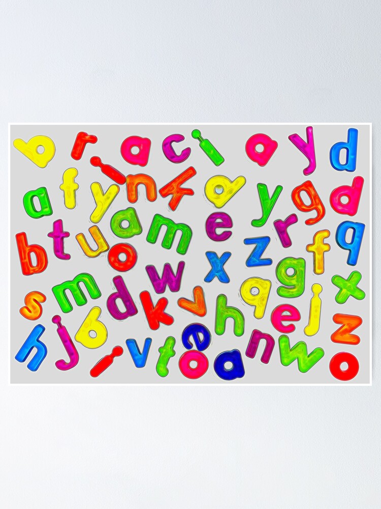 "Jumbled Multi Coloured Letters Glow" Poster by Russell102 | Redbubble