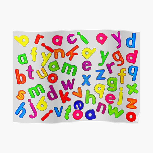 "Jumbled Multi Coloured Letters Glow" Poster by Russell102 | Redbubble