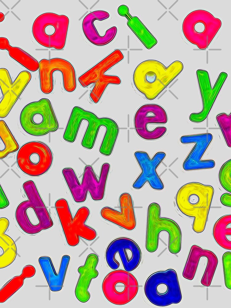 "Jumbled Multi Coloured Letters Glow" T-shirt by Russell102 | Redbubble ...