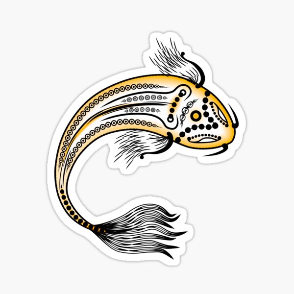 "Tribal Gold Koi" Sticker by RiotColor | Redbubble