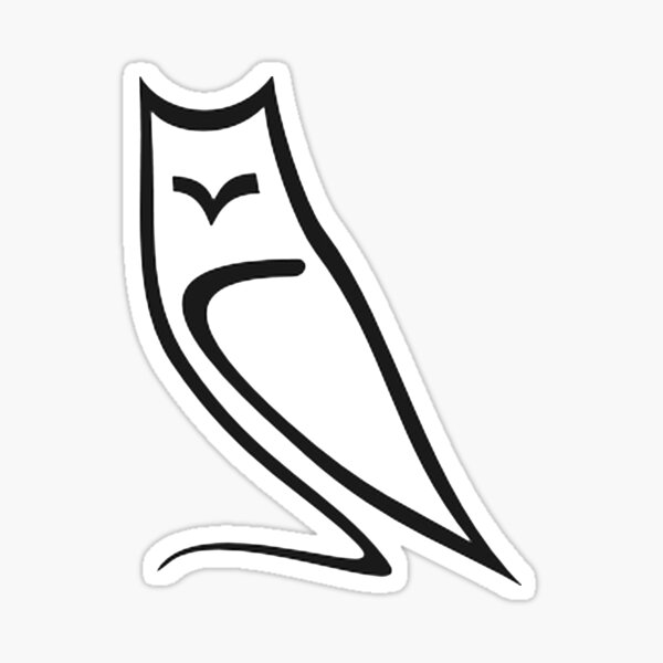 "Minimalistic Owl Calligraphy Line Drawing" Sticker by taiche | Redbubble