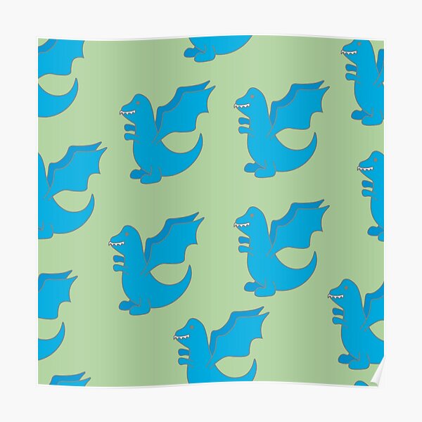 "Baby Blue Dragon Pattern Seamless" Poster by MichelMArtist | Redbubble