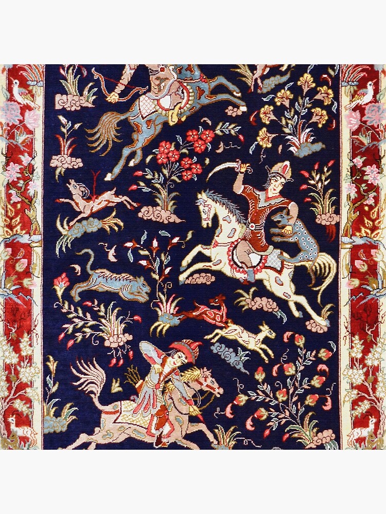 "Antique Persian Hunting Rug Print" Throw Pillow for Sale by bragova ...