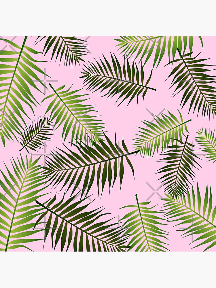 Pegatina «Hojas de palmera tropical y rosa claro (de la línea Hawaiian ...