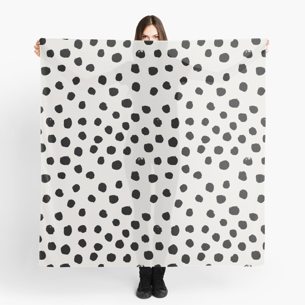 Preppy Brushstroke Free Polka Dots Black And White Spots Dots