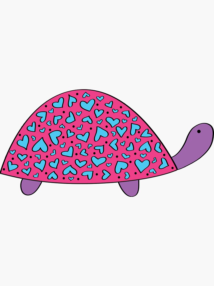 "Turtle with Heart Shell: Pink and Blue" Sticker for Sale by ...