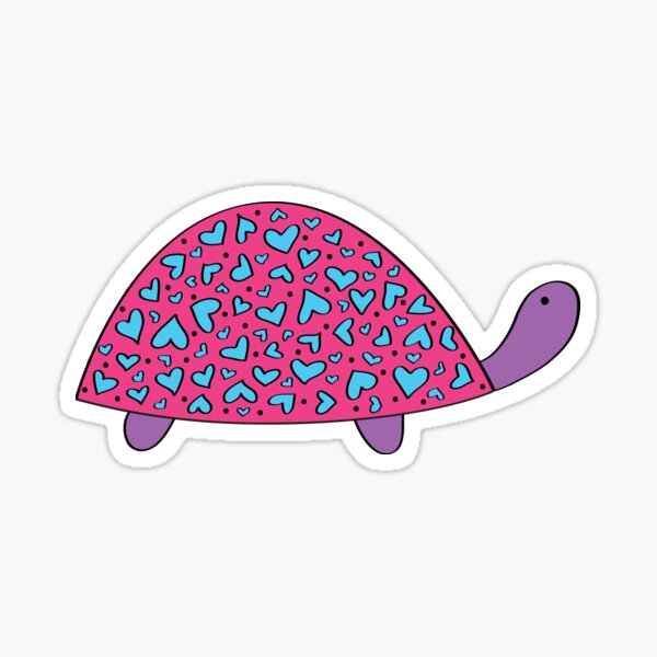 "Turtle with Heart Shell: Pink and Blue" Sticker for Sale by ...