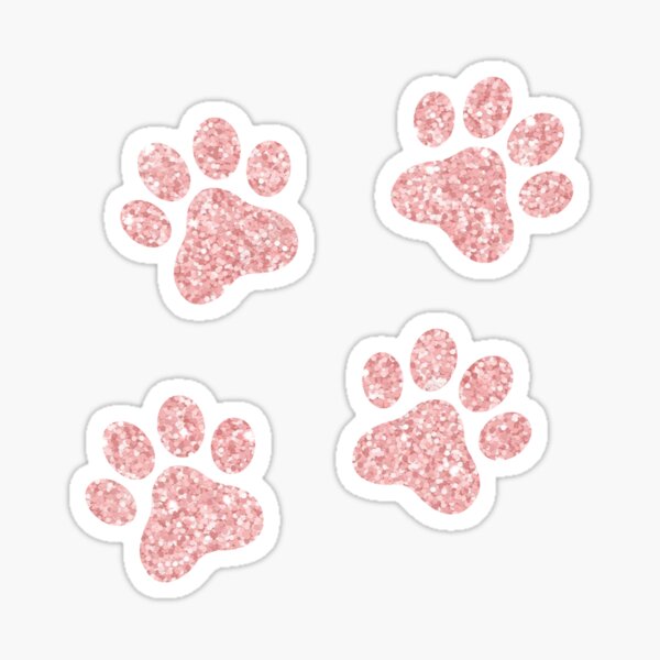 "Paw prints in pink glitter" Sticker for Sale by katiesauter | Redbubble