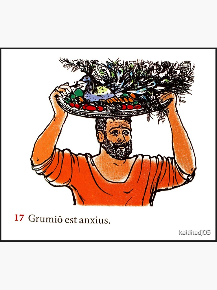 "Grumio est anxius" Sticker for Sale by kaitihadj05 | Redbubble