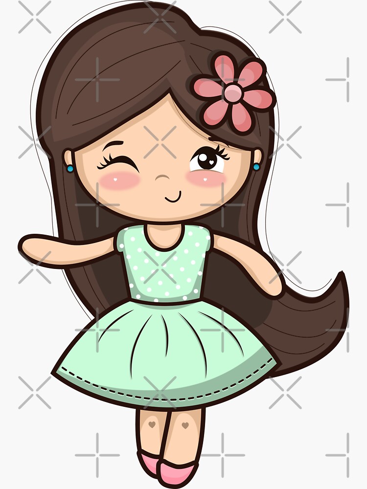 "happy cute kawaii girl blinking" Sticker for Sale by MasCuteArt ...