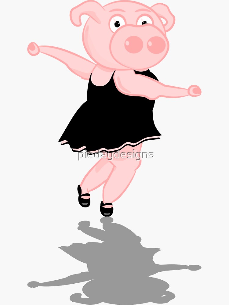 "Pig doing Ballet" Sticker for Sale by piedaydesigns | Redbubble