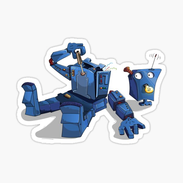 "Blue robot" Sticker by Josipa6 | Redbubble