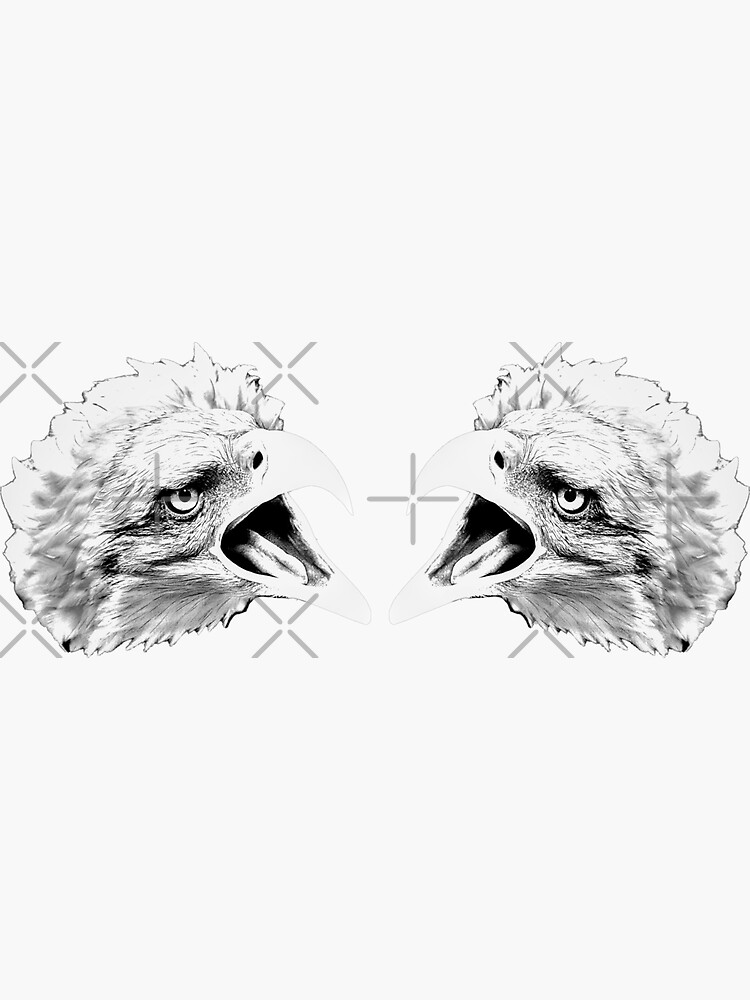 "Double Bald Eagle Head" Sticker for Sale by Dalyn | Redbubble