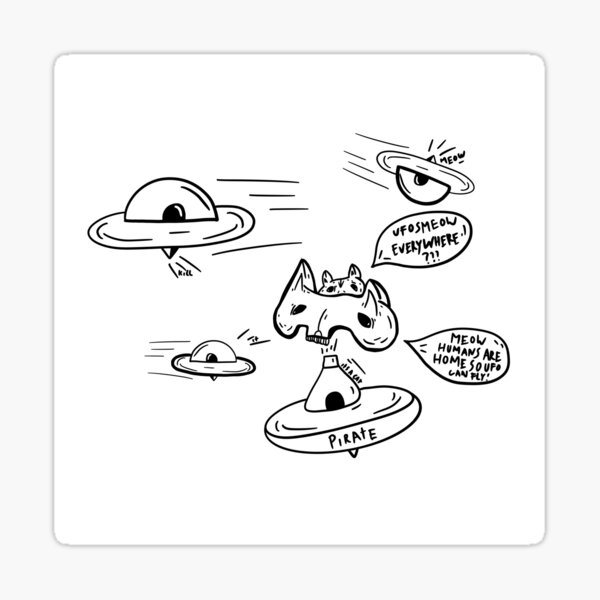 "Alien Cat Doodle" Sticker by MichieVanBellie | Redbubble