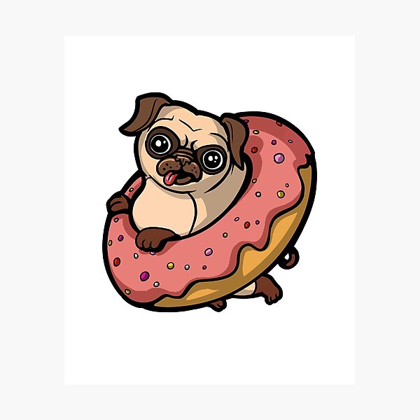 "Pug Dog Donut Lover " Photographic Print by underheaven | Redbubble